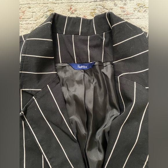 Reitmans | Jackets & Coats | Structured Black And White Striped Blazer ...
